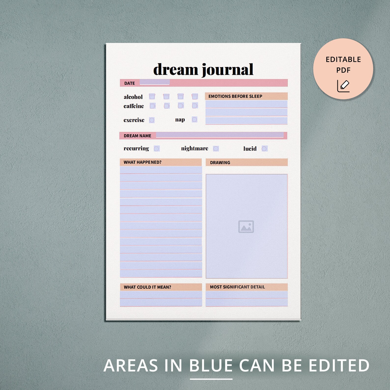 Printable Dream Journal, Digital Dream Journal, Dream Log - Printable ...