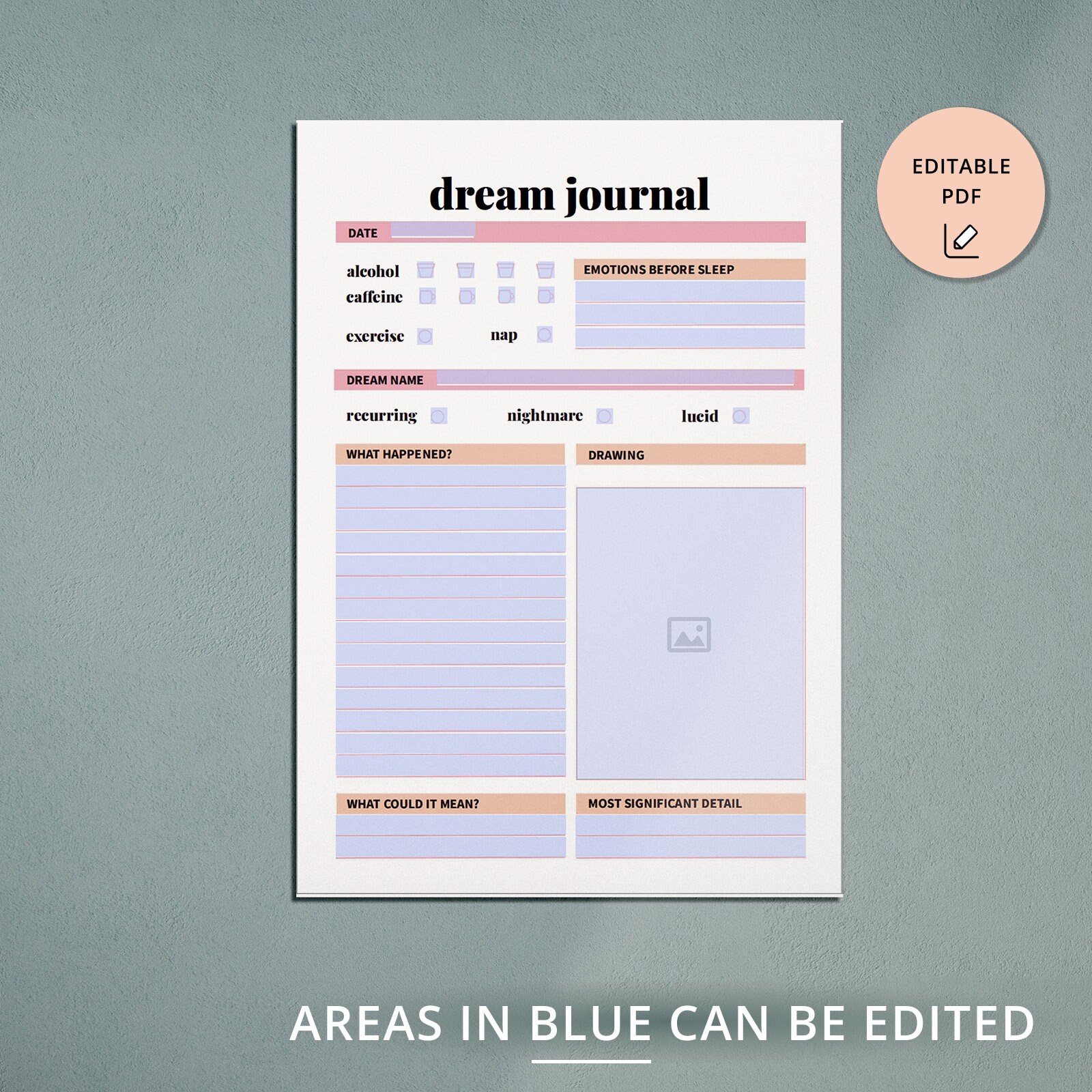 Printable Dream Journal, Digital Dream Journal, Dream Log - Printable ...