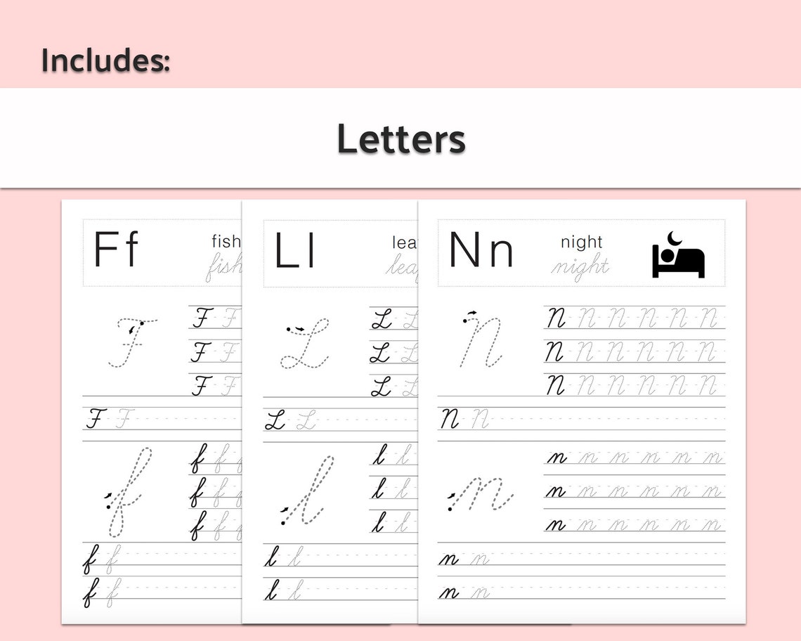 Printable Cursive Handwriting Bundle Workbook | Letters, Words ...