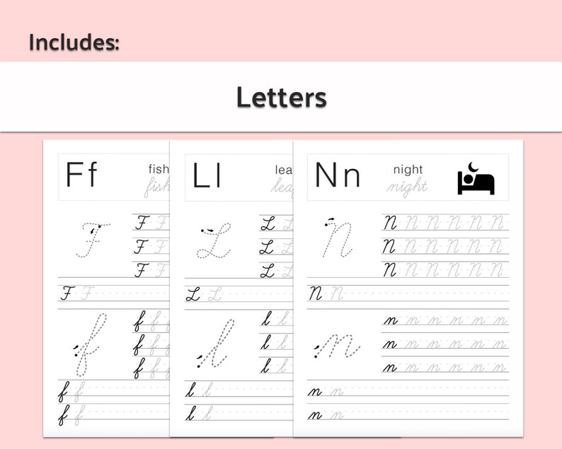 Printable Cursive Handwriting Bundle Workbook | Letters, Words ...