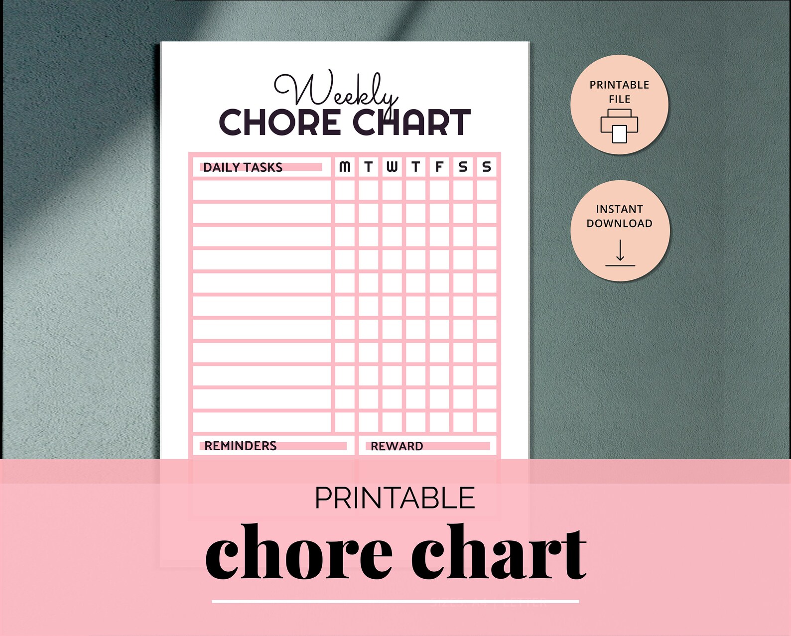 Printable Chore Chart, Printable Housework Chart, Reward Chart ...