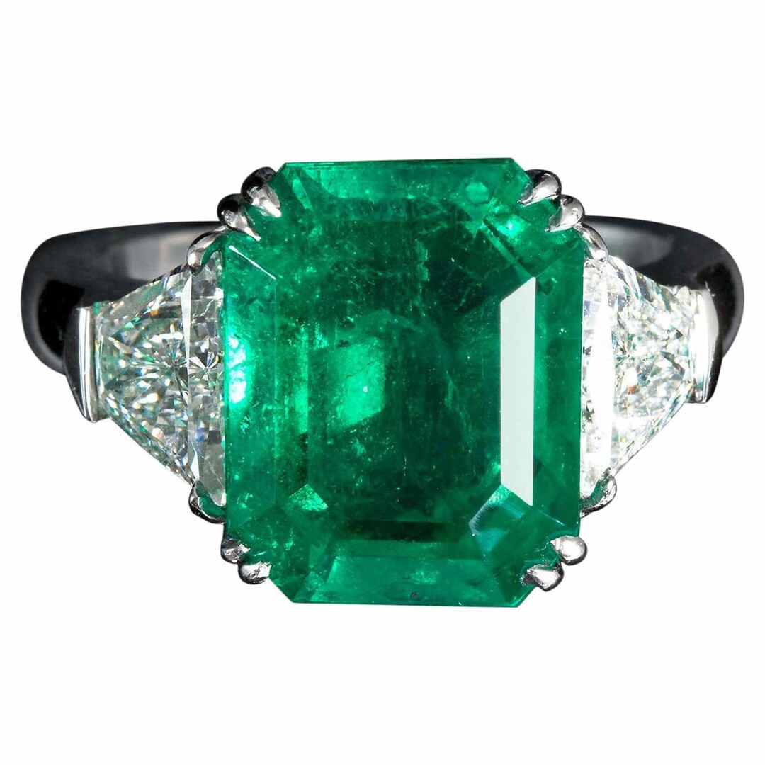 Aaaquality Natural Emerald Ring 6.25 Carat 925 Sterling - Etsy
