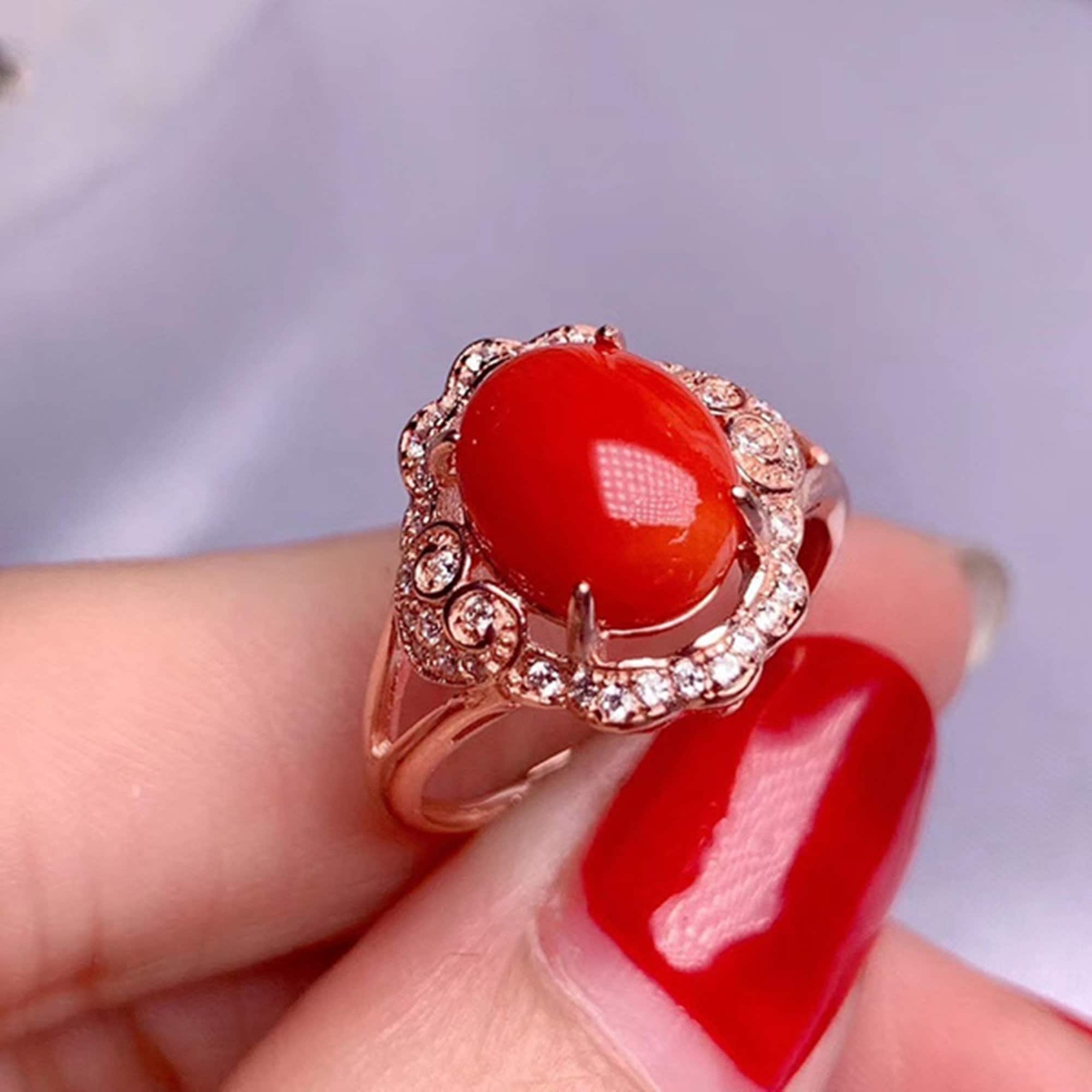 Aaaquality Natural Coral Ring 5.50 Carat 925 Sterling - Etsy UK