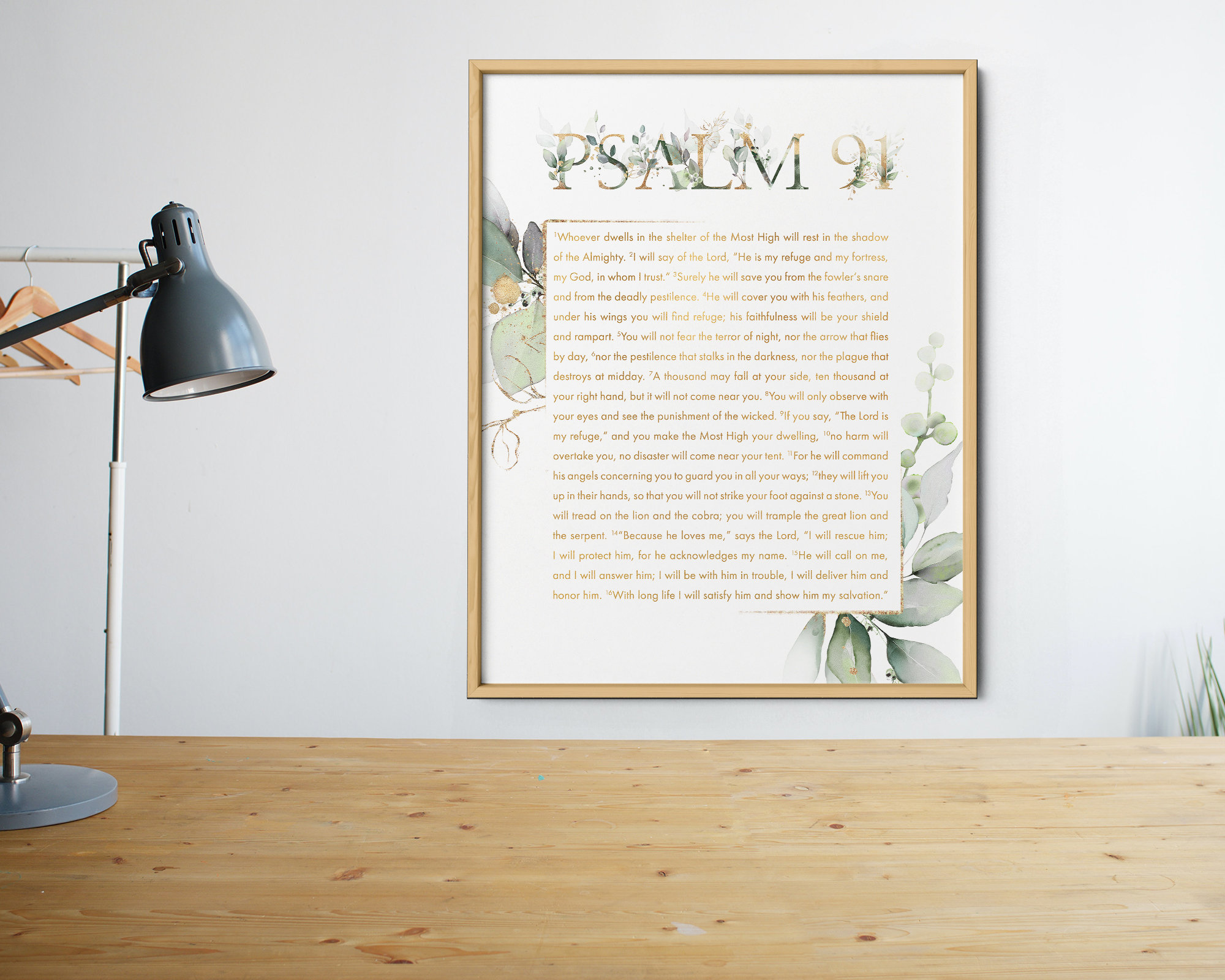 Psalm 91 Printable, Watercolor Flowers, Instant Download, Bible Verse ...