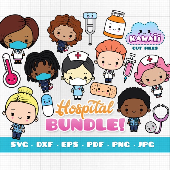 Kawaii Hospital SVG Cut Files Bundle Cute Kawaii Medical | Etsy UK