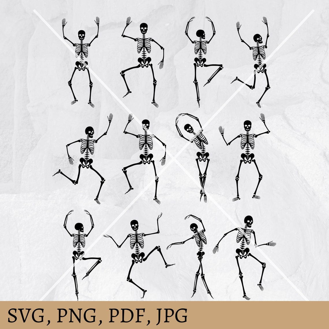 Dancing Skeletons Downloadable File SVG, PNG, JPG | Halloween | Fall ...