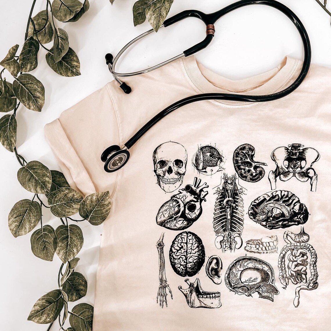 Vintage Anatomy Ivory T-shirt Anatomy Tee Nurse Shirt Medical Shirt ...