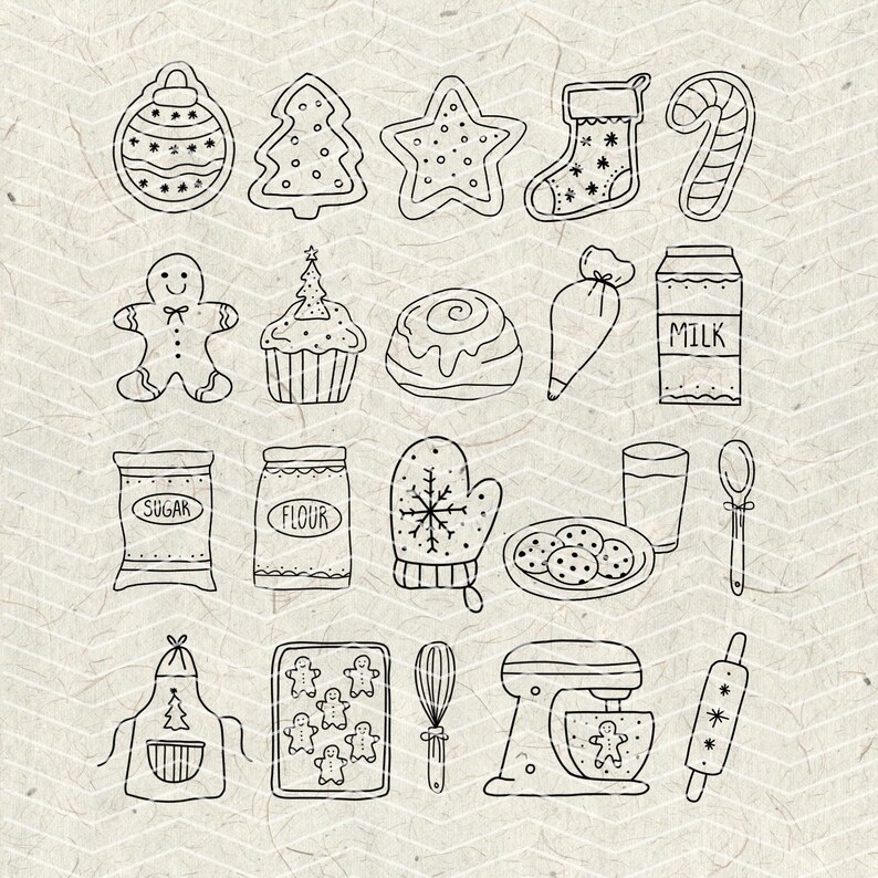 Christmas Baking PNG Doodles | Hand Drawn Christmas Doodles | PNG ...