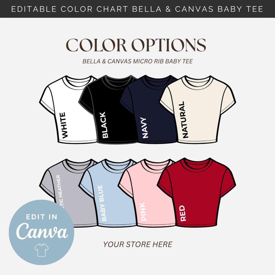 Editable Color Chart Bella + Canvas Ribbed Baby Tee | | Bella + Canvas ...