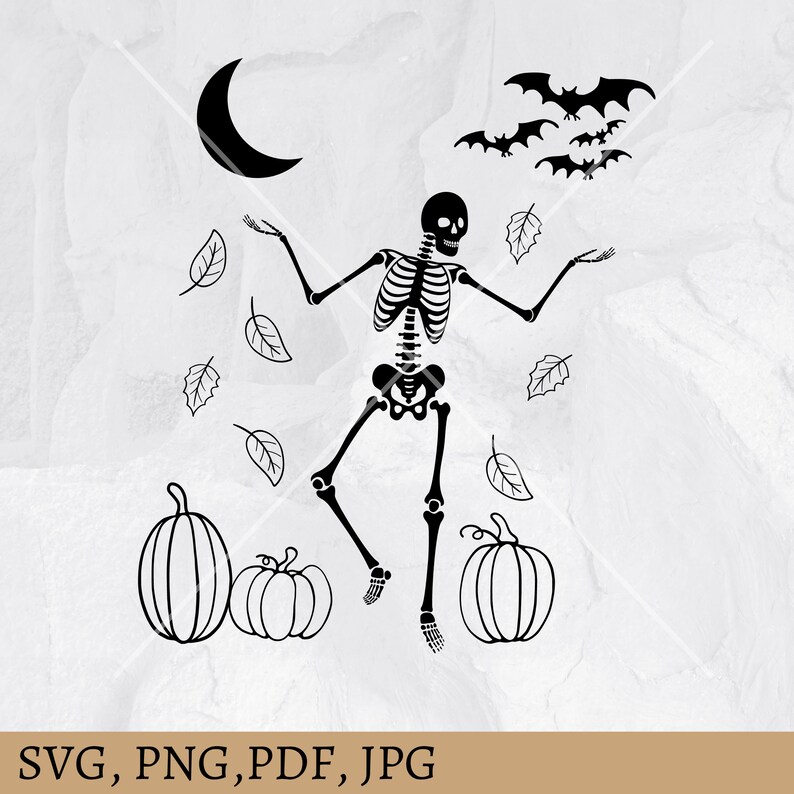 Dancing Skeleton and Pumpkin Downloadable File SVG, PNG, JPG ...