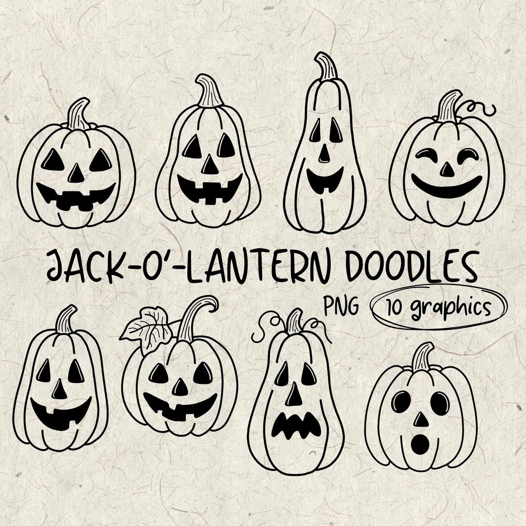 Jack-o-lantern Pumpkin Doodles | Hand Drawn Fall Pumpkin Doodles | PNG ...