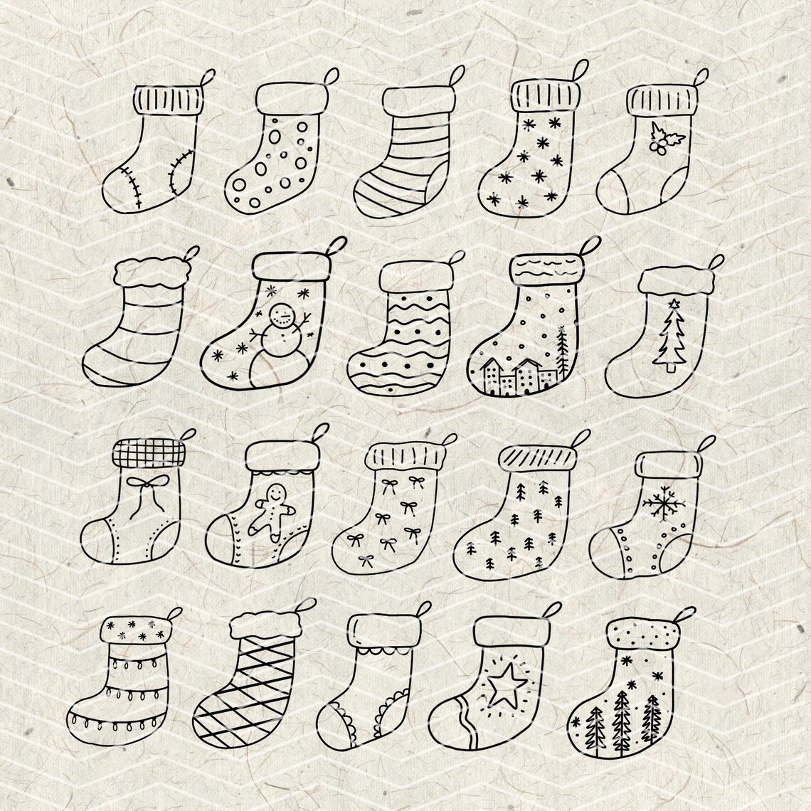 Christmas Stocking Doodles | Hand Drawn Christmas Stocking Doodles ...