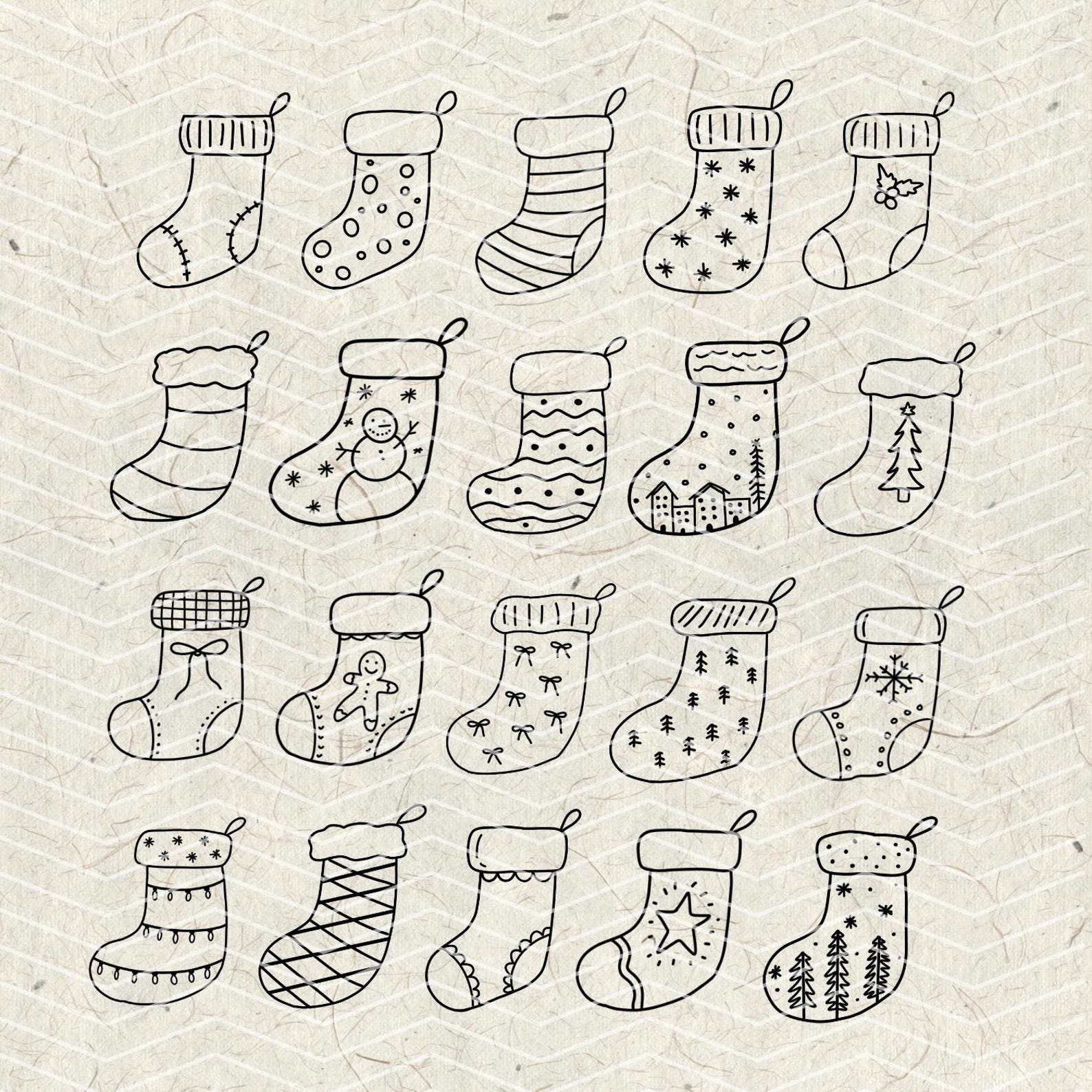 Christmas Stocking Doodles | Hand Drawn Christmas Stocking Doodles ...