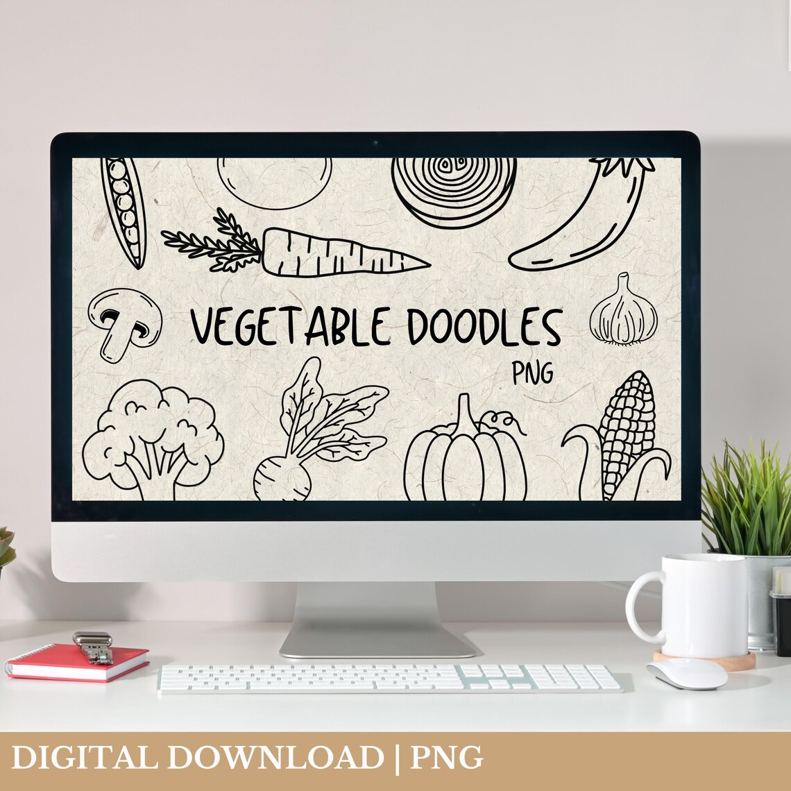 Vegetable Doodles | Hand Drawn Veggie Doodles | PNG | Digital Downloads ...
