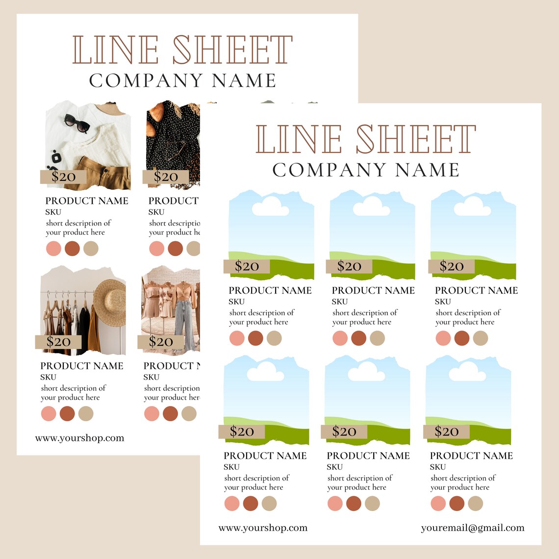 Line Sheet Small Business | T-shirt Line Sheet Editable File ...