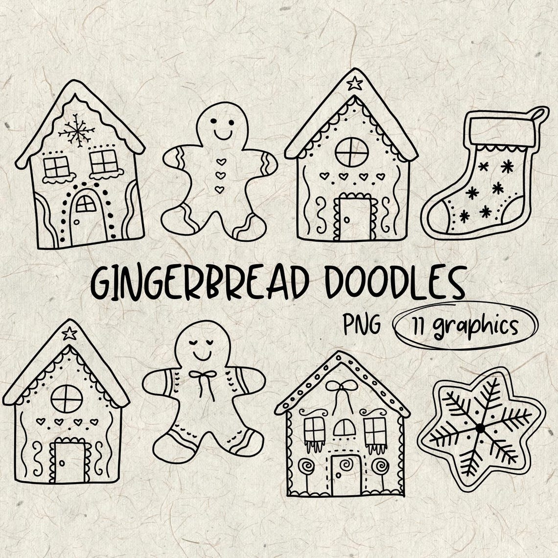 Christmas Gingerbread Doodles | Hand Drawn Christmas Doodles | PNG ...