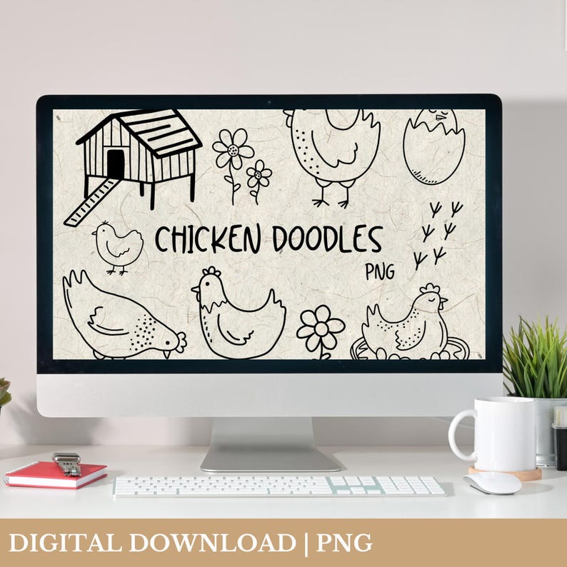Chicken Doodles | Hand Drawn Chicken Doodles | PNG | Digital Downloads ...