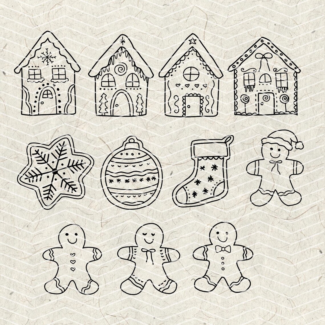Christmas Gingerbread Doodles | Hand Drawn Christmas Doodles | PNG ...