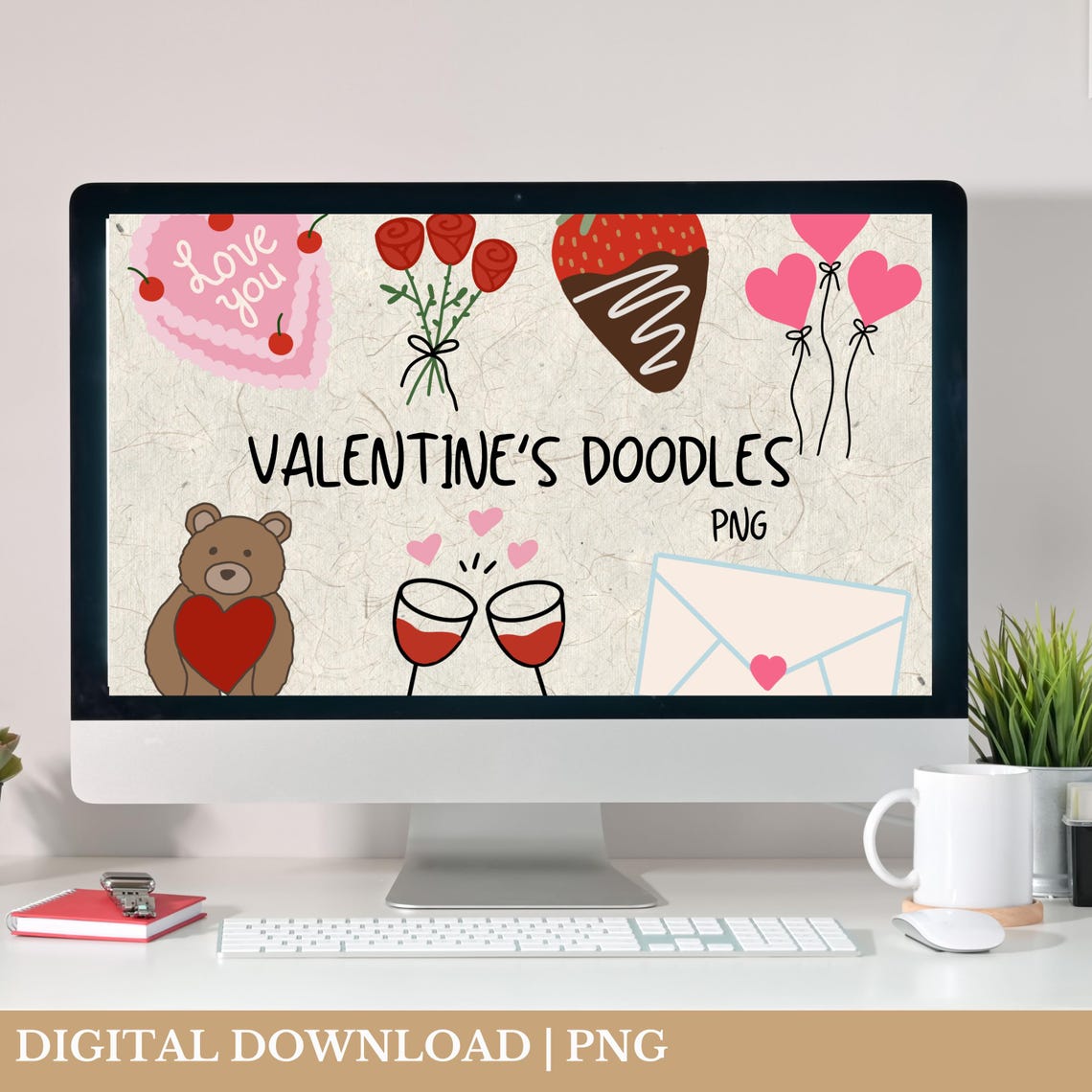 Valentines Day Doodles | Hand Drawn Valentine Doodles | PNG | Digital ...