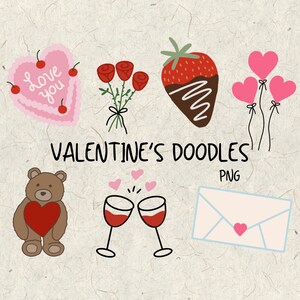 Valentines Day Doodles | Hand Drawn Valentine Doodles | PNG | Digital ...