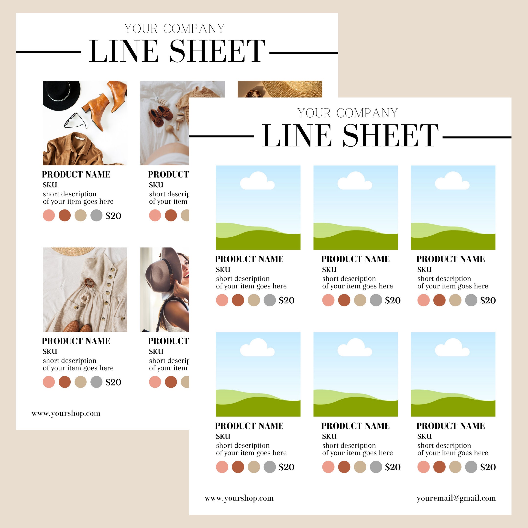 Line Sheet Small Business | T-shirt Line Sheet Editable File ...