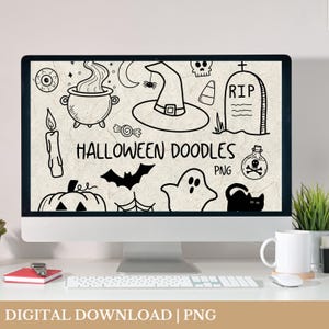 Halloween Doodles | Hand Drawn Halloween Doodles | PNG | Digital ...