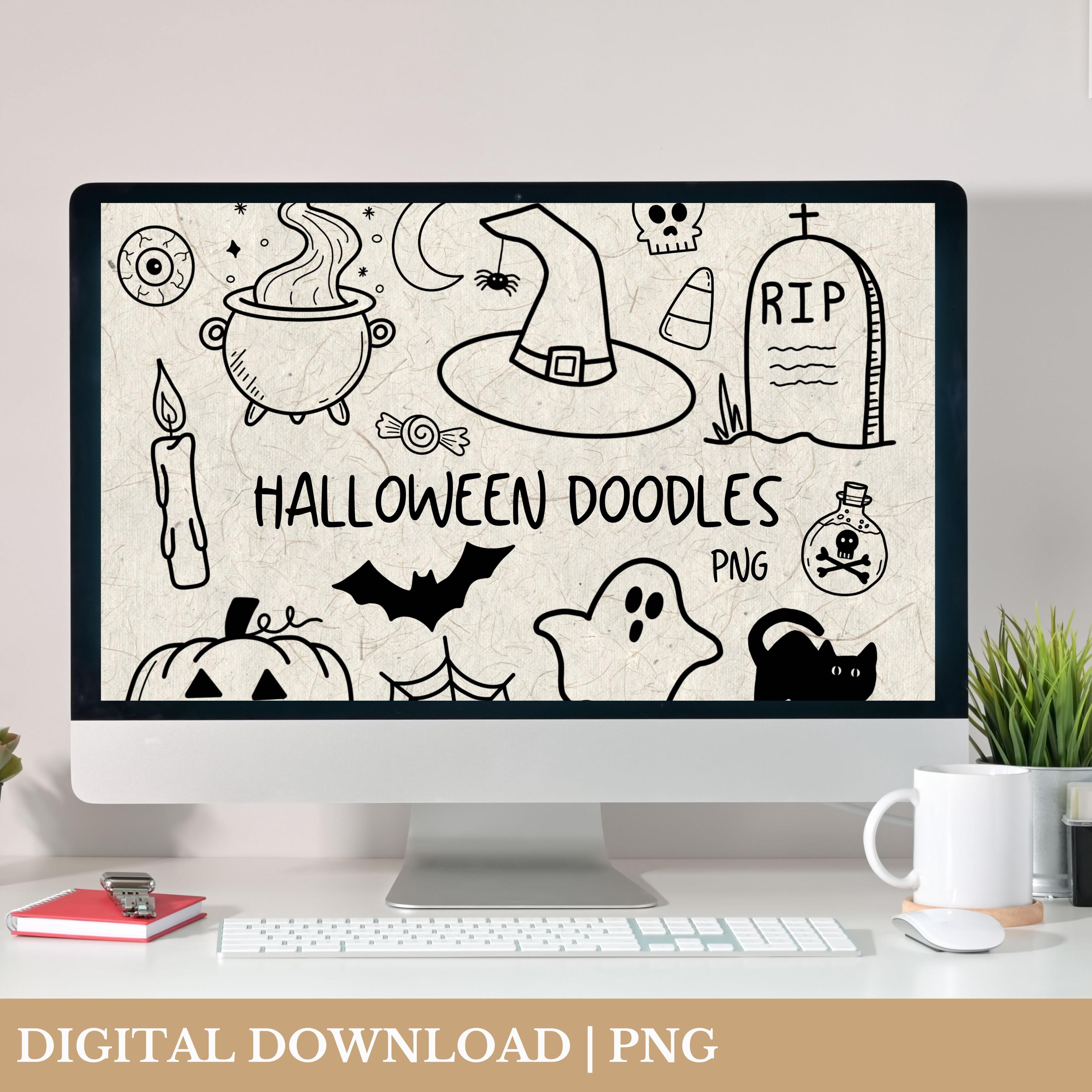 Halloween Doodles | Hand Drawn Halloween Doodles | PNG | Digital ...