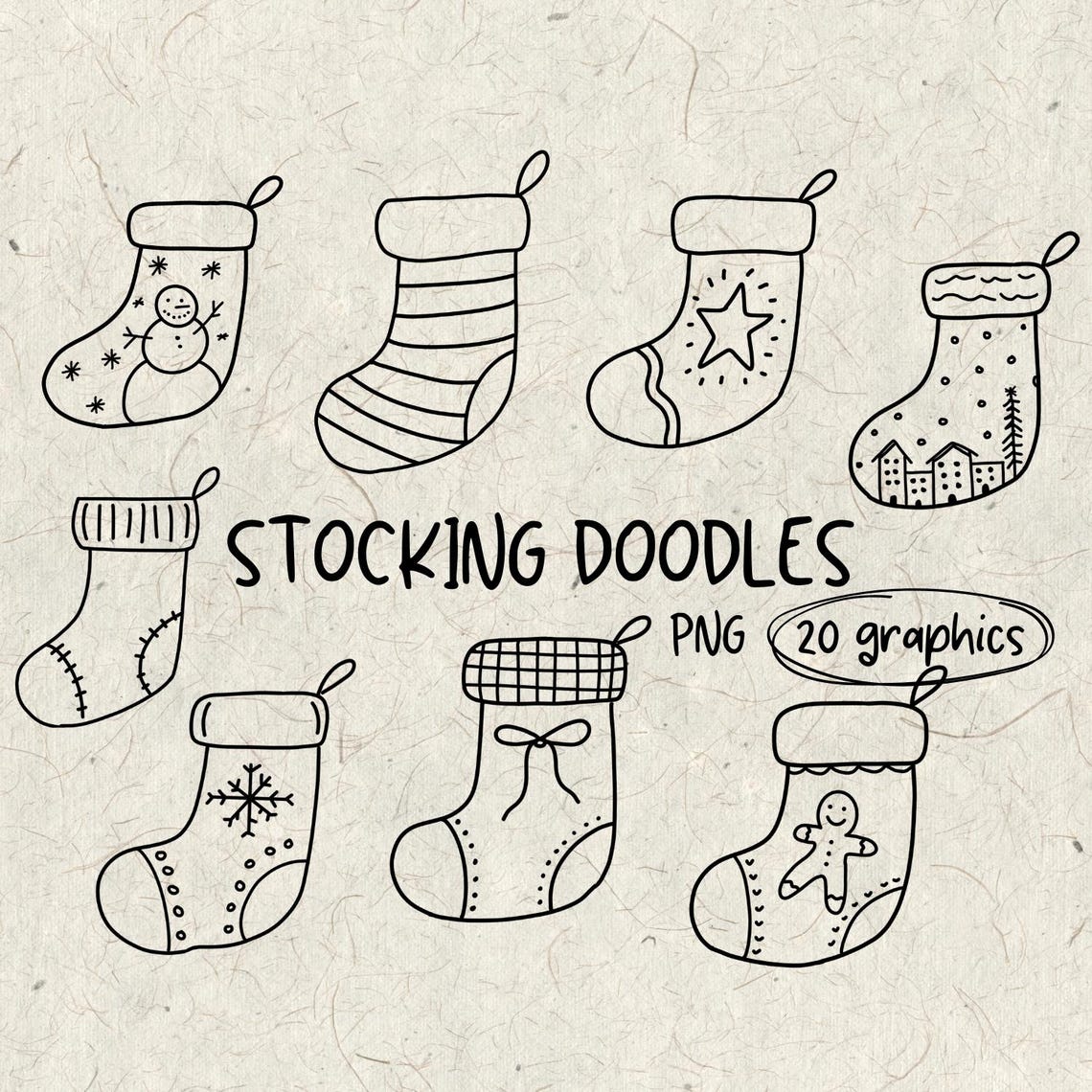 Christmas Stocking Doodles | Hand Drawn Christmas Stocking Doodles ...