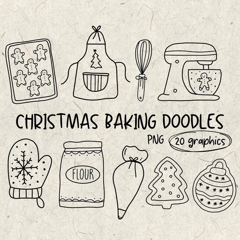 Christmas Baking PNG Doodles | Hand Drawn Christmas Doodles | PNG ...