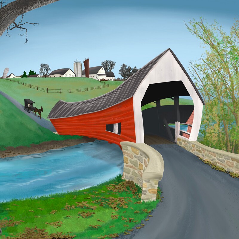 Covered Bridge Art - Etsy