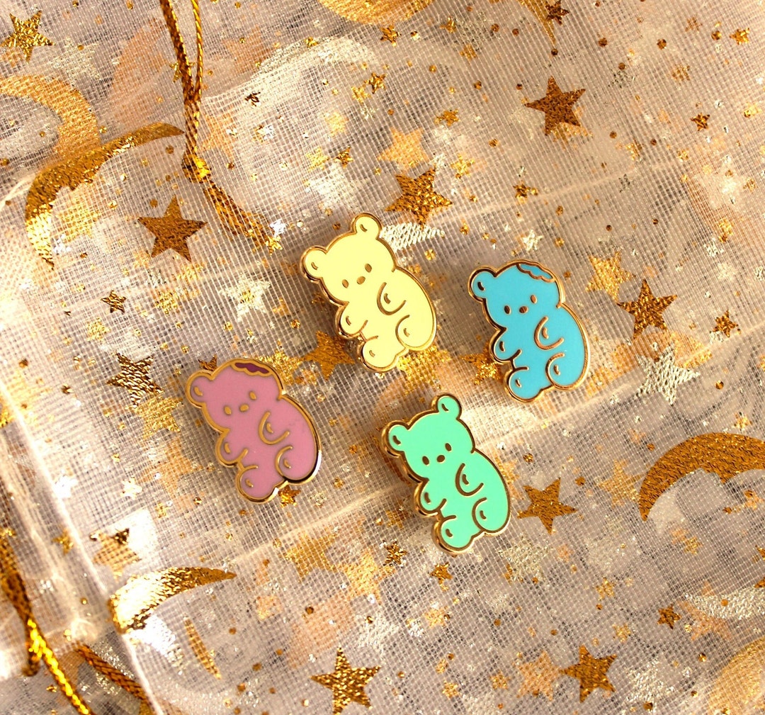 Mini Gummy Bear Pins Set, Enamel Pin, Lapel Pin, Gold Plated, Set, Gift ...