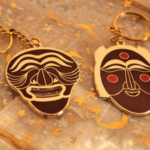 Traditional Korean Mask Keychains, Hahoetal Masks, Hard Enamel Keychain ...