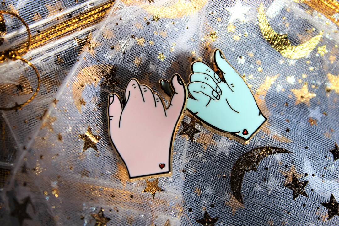 B Grade/c Grade Pinky Promise Pins, Enamel Pin, Lapel Pin, Set, Gold ...