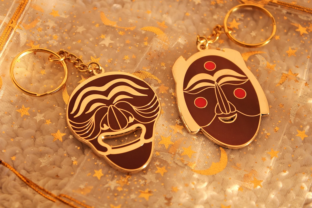 Traditional Korean Mask Keychains, Hahoetal Masks, Hard Enamel Keychain ...