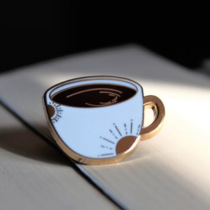 Coffee Mug Pins, Enamel Pin, Lapel Pin, Gold Plated, Set, Black, Latte ...