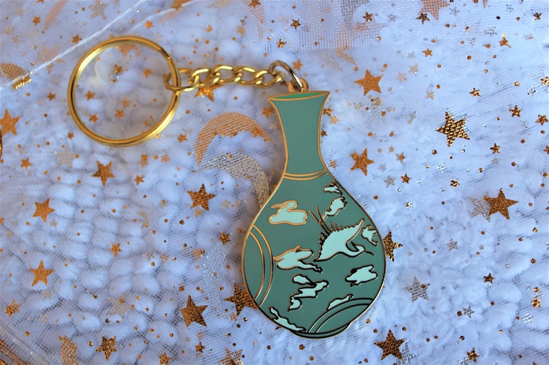 Traditional Korean Ceramics Keychains, Hard Enamel Keychain, Gold ...