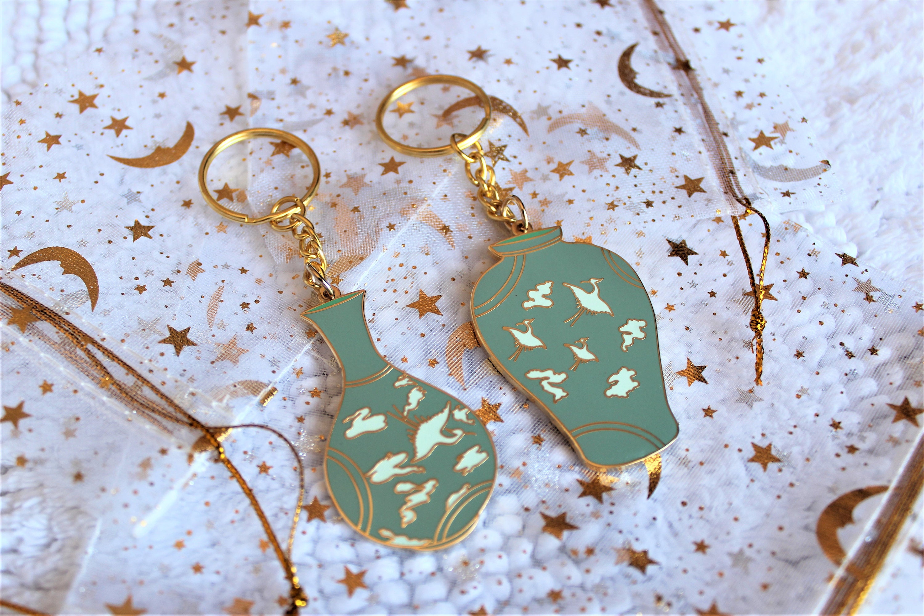 Traditional Korean Ceramics Keychains, Hard Enamel Keychain, Gold ...