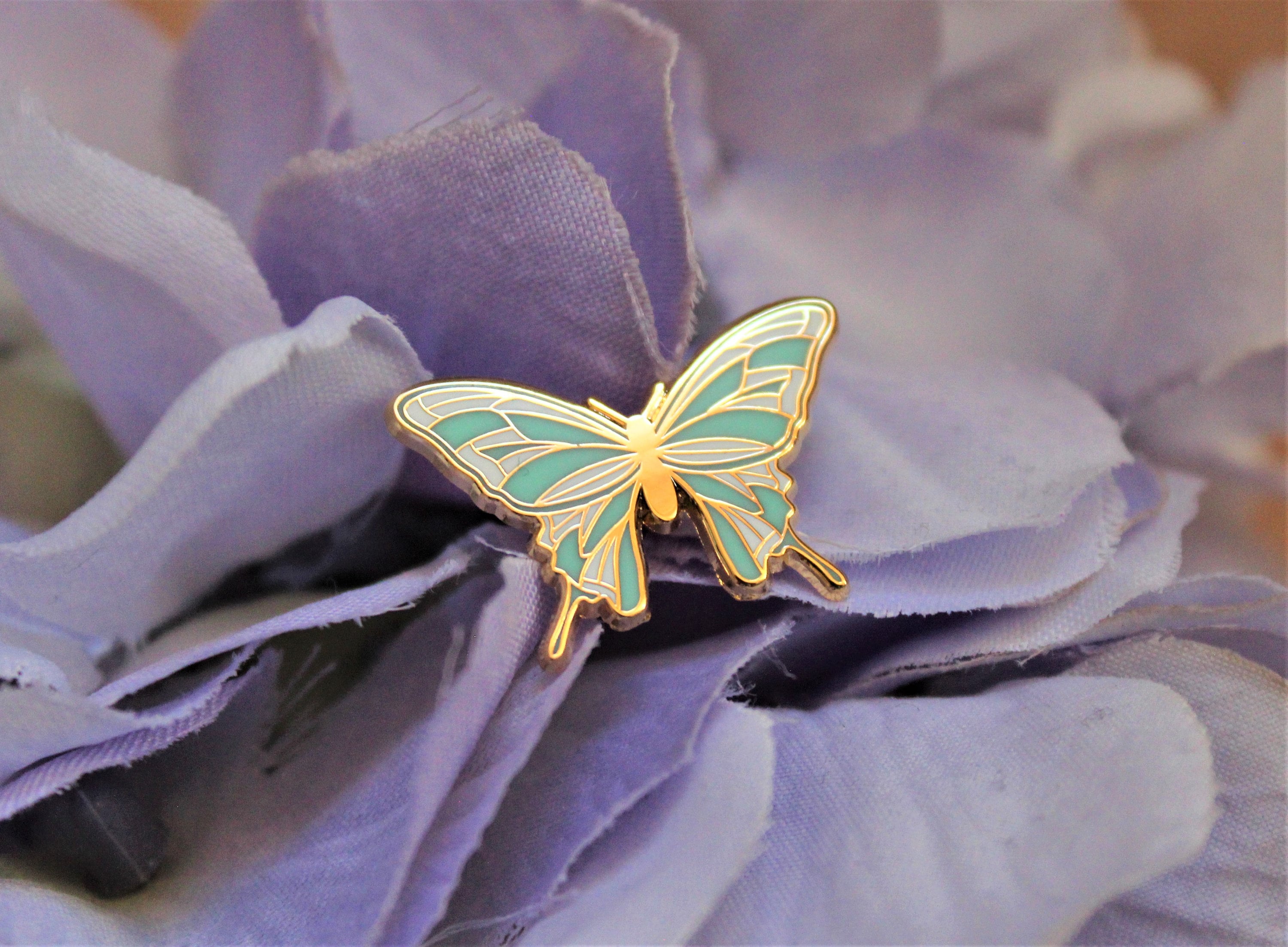 Mint Butterfly Pin Enamel Pin. Lapel Pin Gold Plated Gift - Etsy