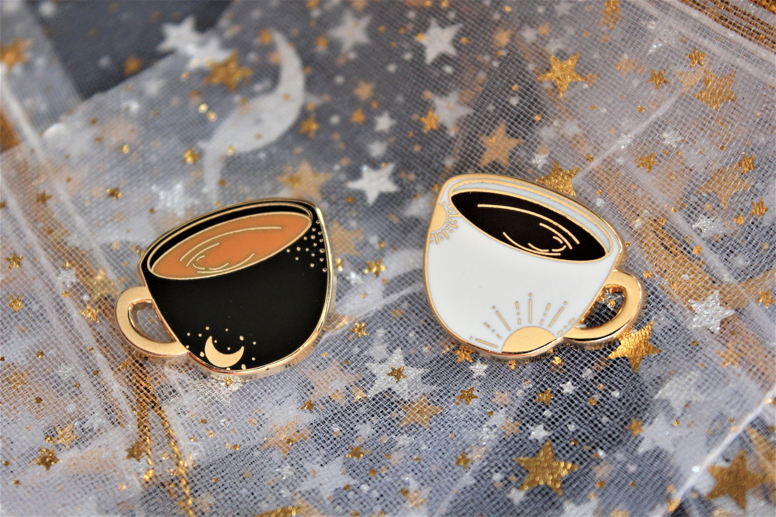 Coffee Mug Pins Enamel Pin Lapel Pin Gold Plated Set | Etsy