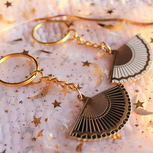 Traditional Fan Keychains, Hard Enamel Keychain, Gold Plated, Gift ...