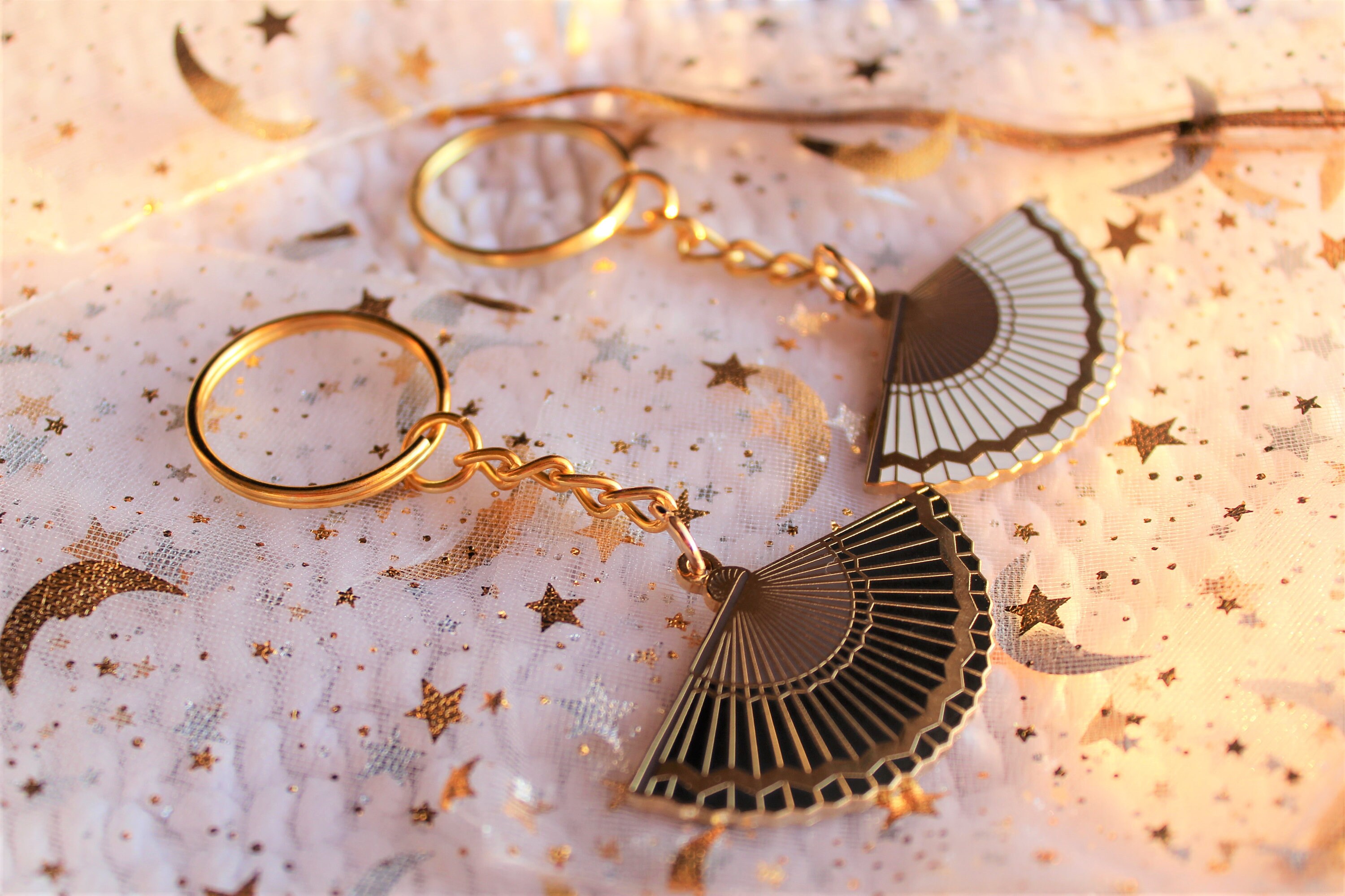 Traditional Fan Keychains Hard Enamel Keychain Gold Plated - Etsy
