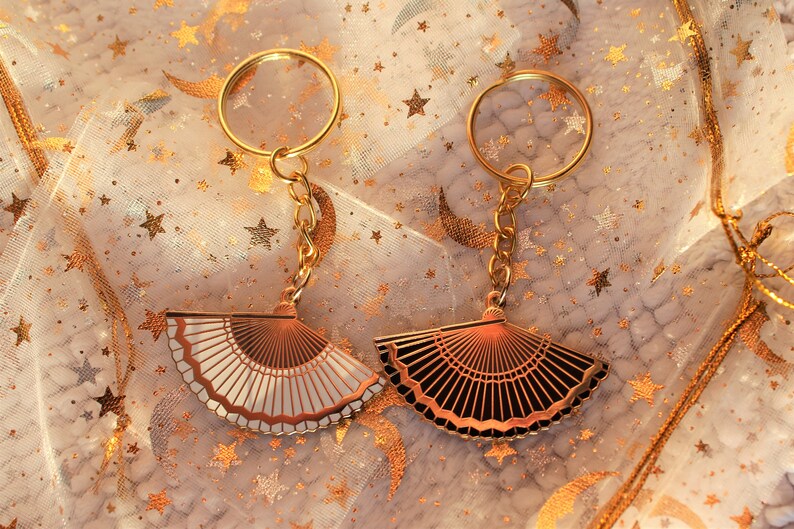 Traditional Fan Keychains Hard Enamel Keychain Gold Plated - Etsy