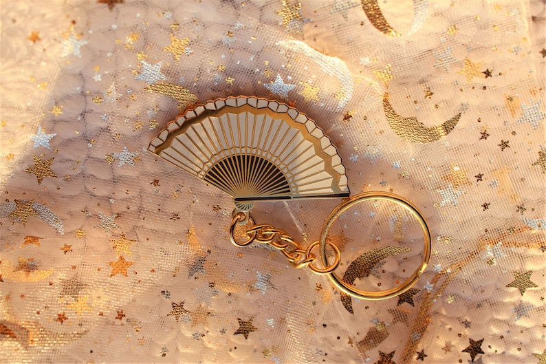 Traditional Fan Keychains Hard Enamel Keychain Gold Plated - Etsy