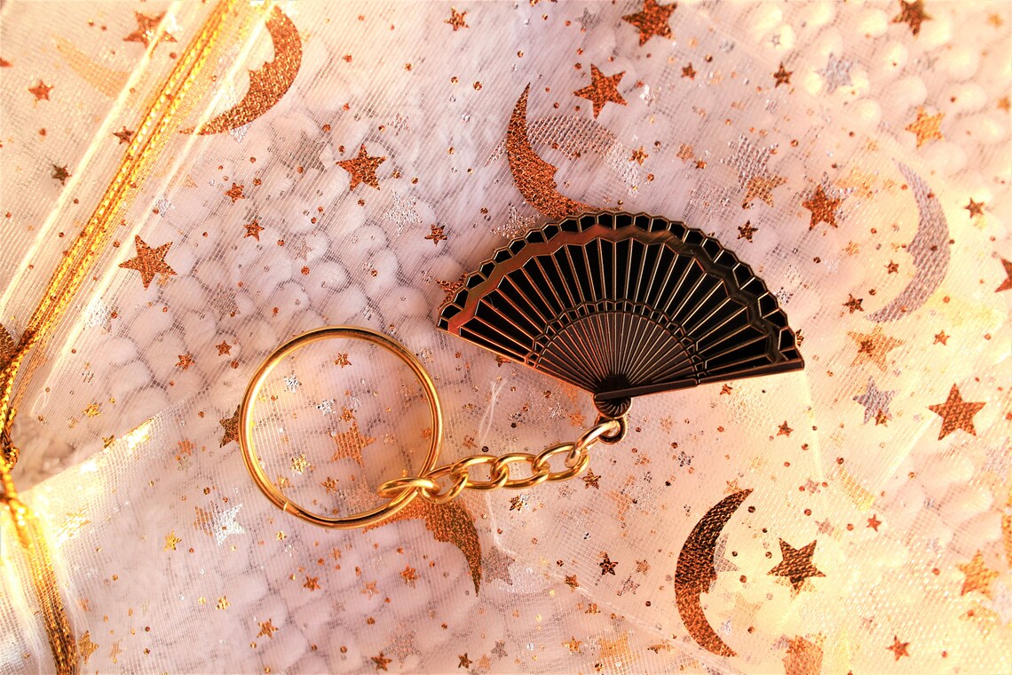 Traditional Fan Keychains Hard Enamel Keychain Gold Plated - Etsy