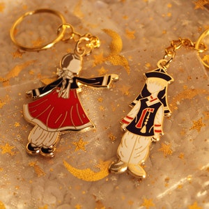 Traditional Korean Hanbok Keychains, Hard Enamel Keychains, Gold Plated ...