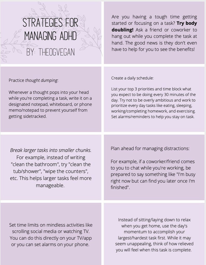 Strategies for Managing ADHD Coping Skills Cards Coping - Etsy