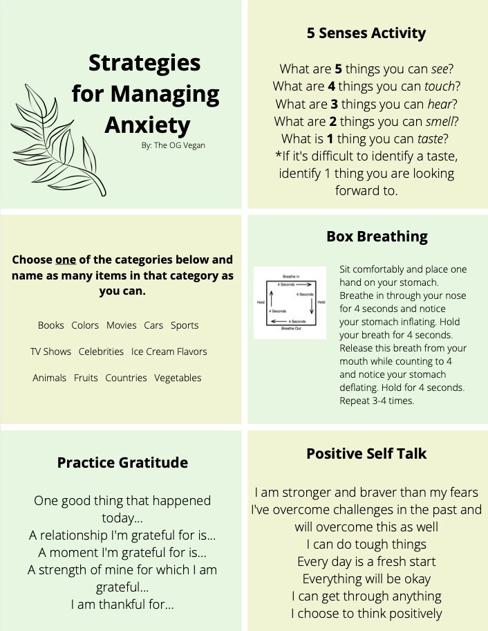 ADHD, Anxiety, Depression, and Stress Coping Skill Flashcard, Coping ...