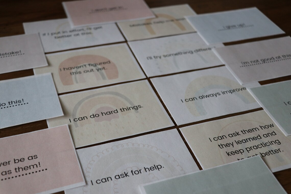 Fixed Vs Growth Mindset, Kids Growth Mindset Cards, Printable Mindset ...