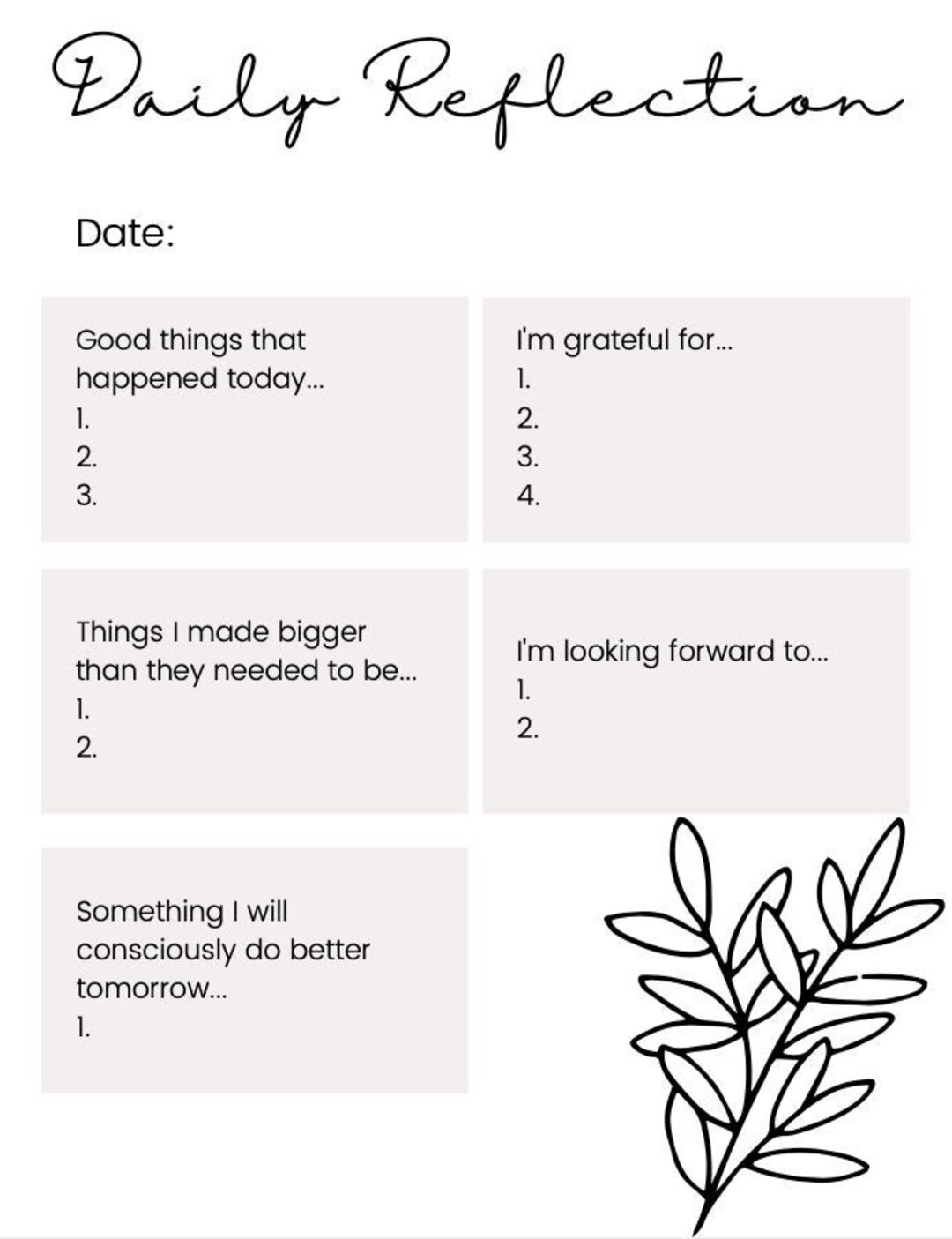 Reflection Journal, Mindfulness Journal, Gratitude Journal Printable ...