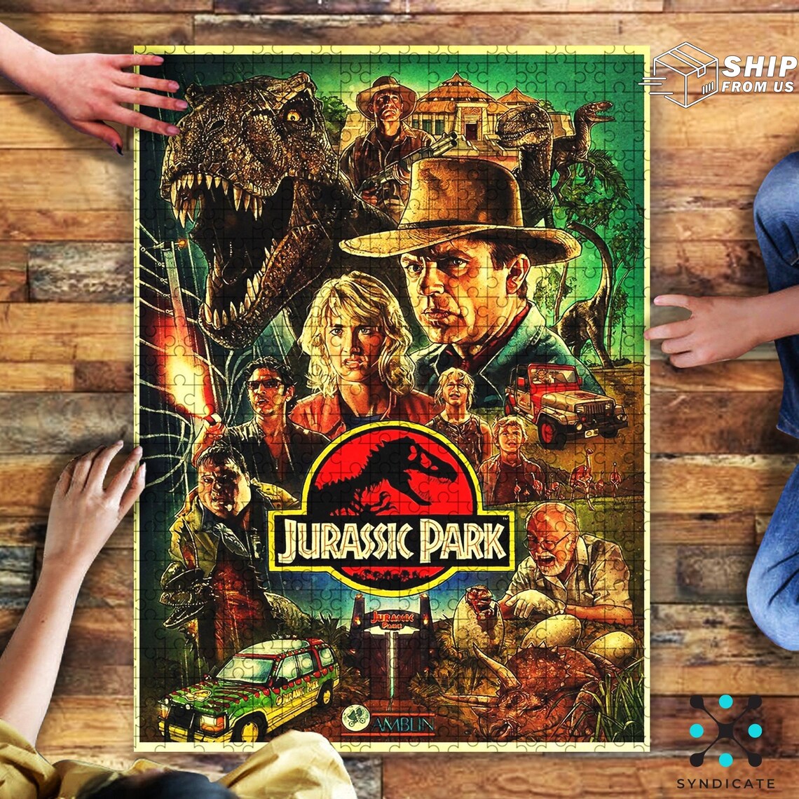 Jurassic Park Jigsaw Puzzle 500 Piece 1000 Piece Puzzles for | Etsy